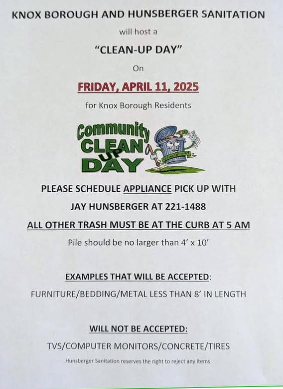 Knox Clean Up Day 2025 – KnoxPa.com